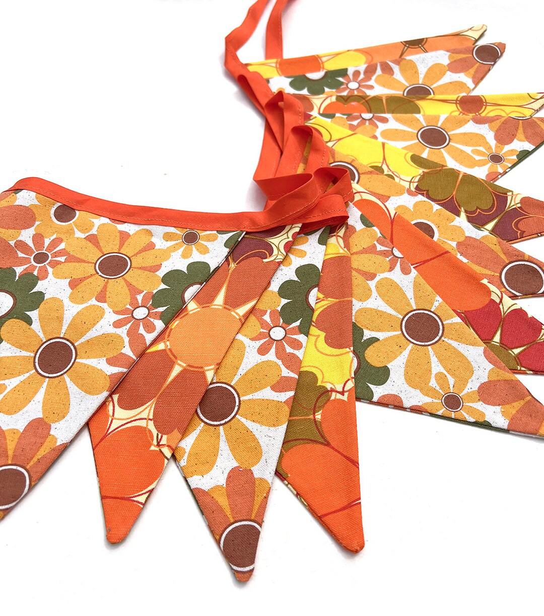 BUNTING Modern Flower Power, Retro Style Flags . Handmade . Wall ...
