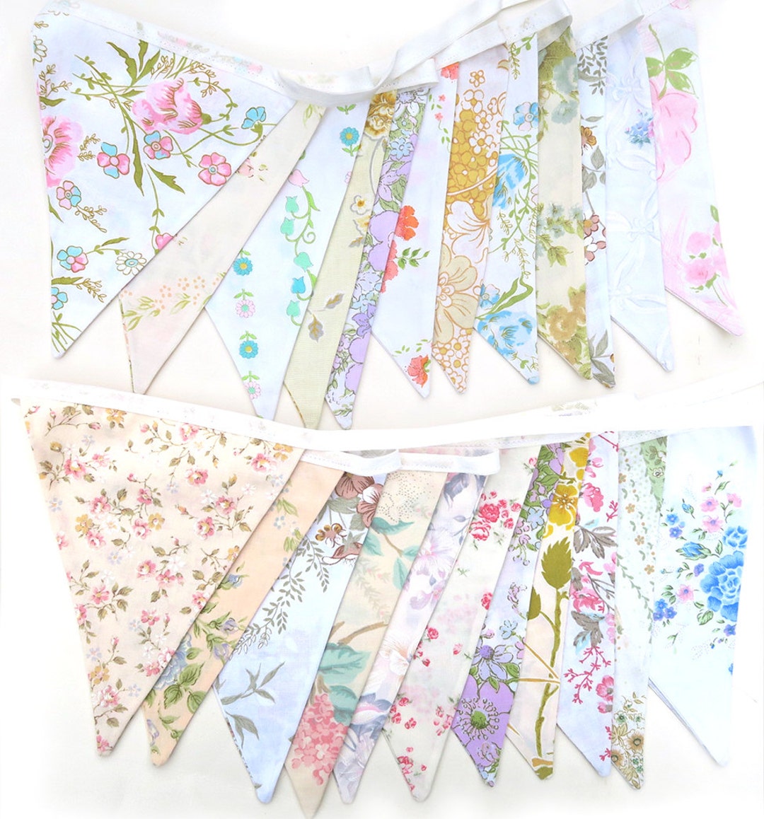 Banderines de la fiesta del té. Pretty Spring Pastel & Ivory / White ...