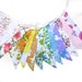 RAINBOW Bunting Retro Multi-colour Vintage Floral Fabric Flags ...