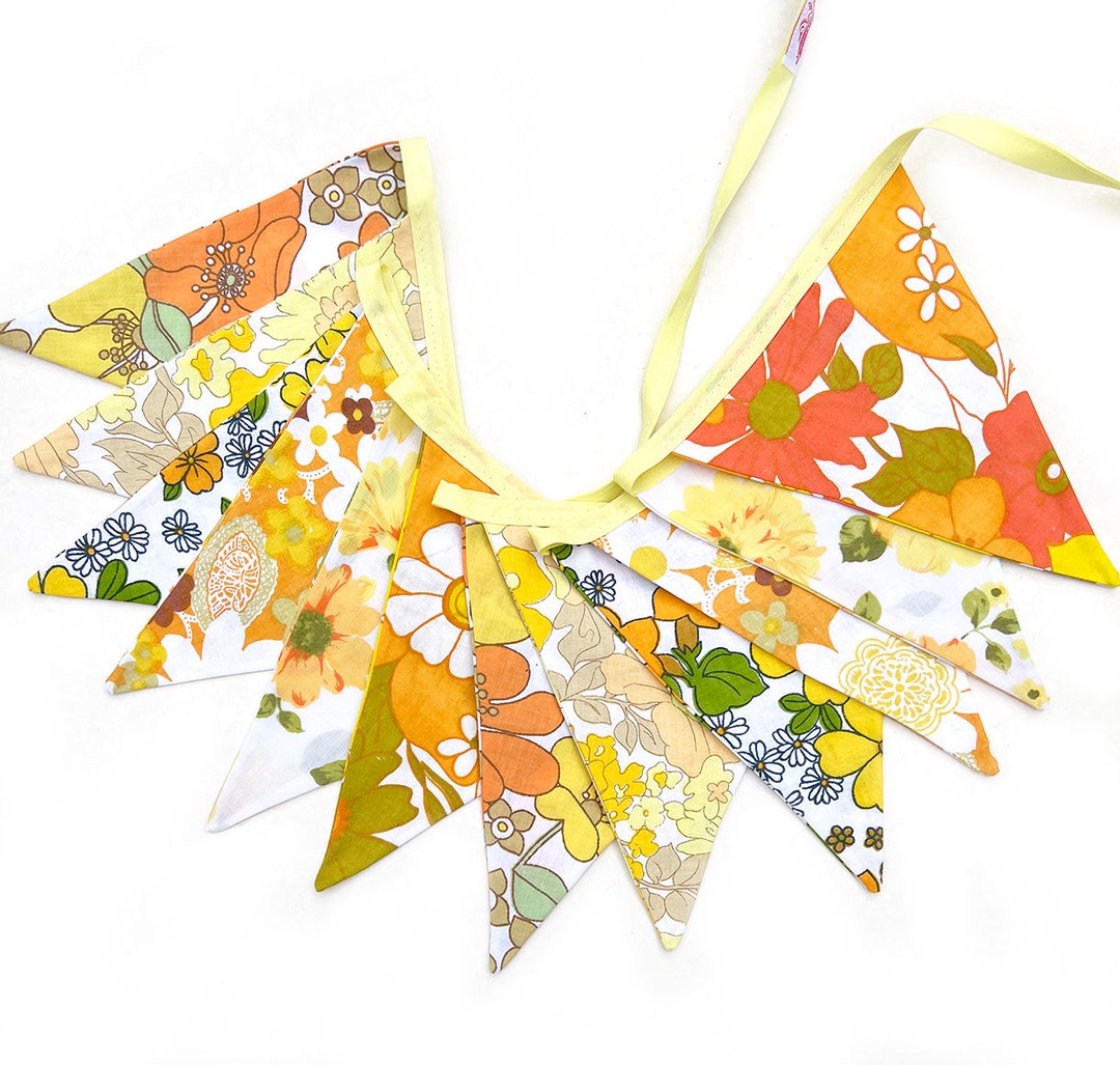 Flag Bunting Vintage SUMMER CITRUS Multi Floral . Party Decoration ...