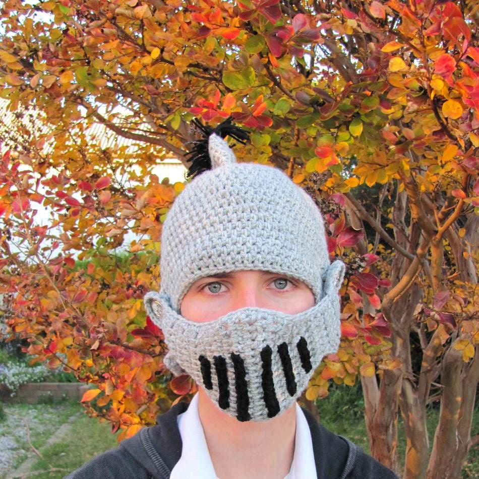 Crocheted Knight Hat, Medieval Knight Helmet, Halloween Costume, Winter ...