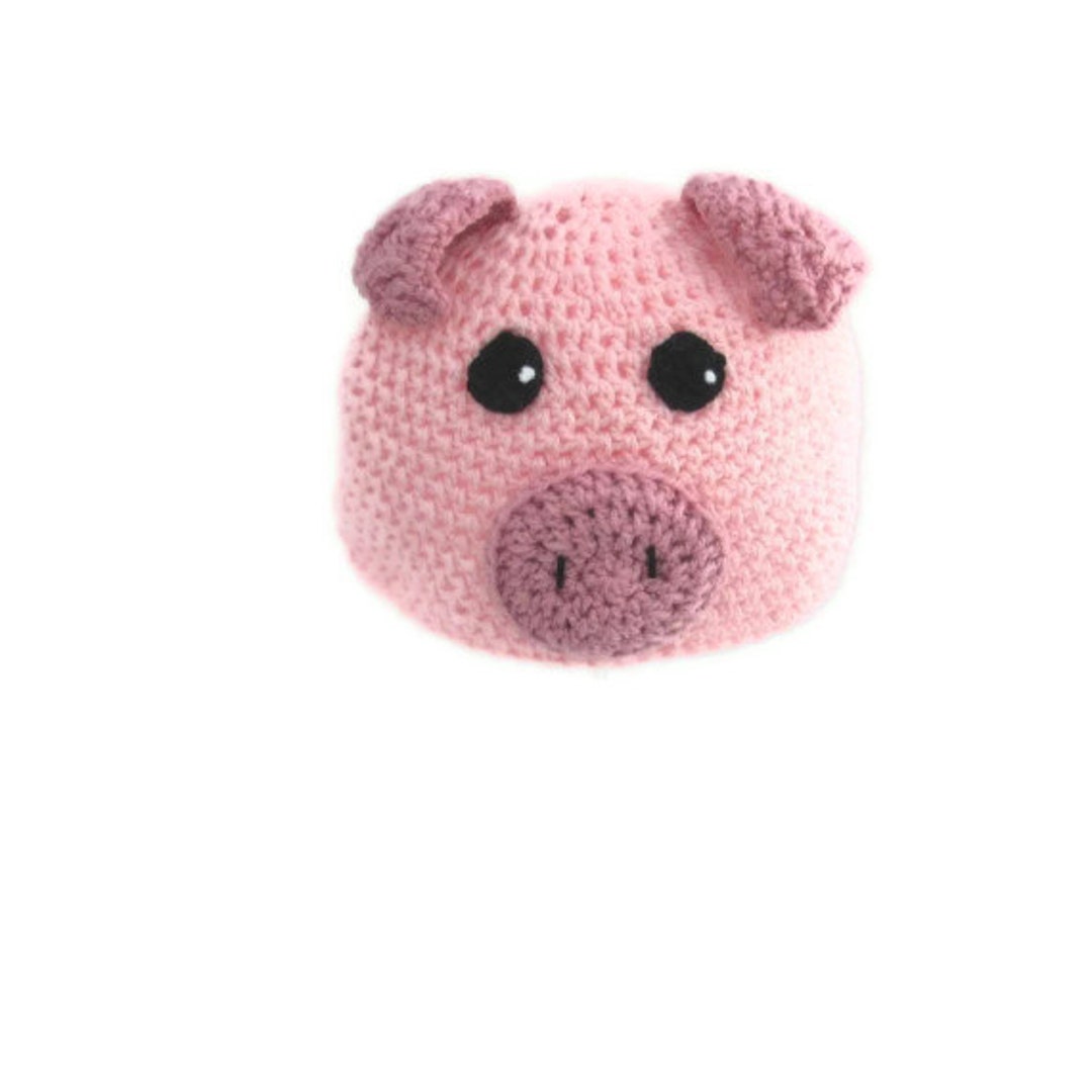 Baby's Pig Hat, Babies Pink Pig Hat, Crocheted Hat for Baby, Baby's ...