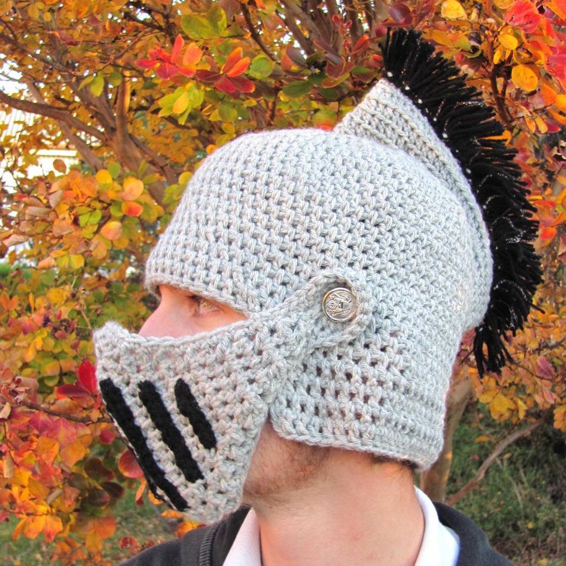 Crocheted Knight Hat Medieval Knight Helmet Grey - Etsy