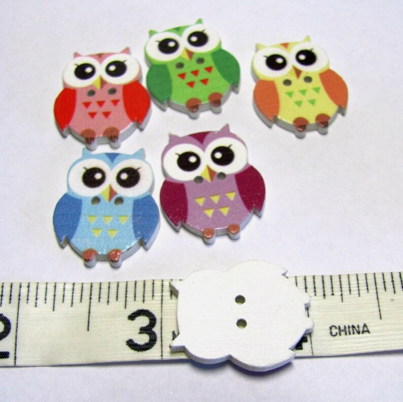 Owl Buttons Wooden Owl Buttons Owl Scrapbooking | Etsy