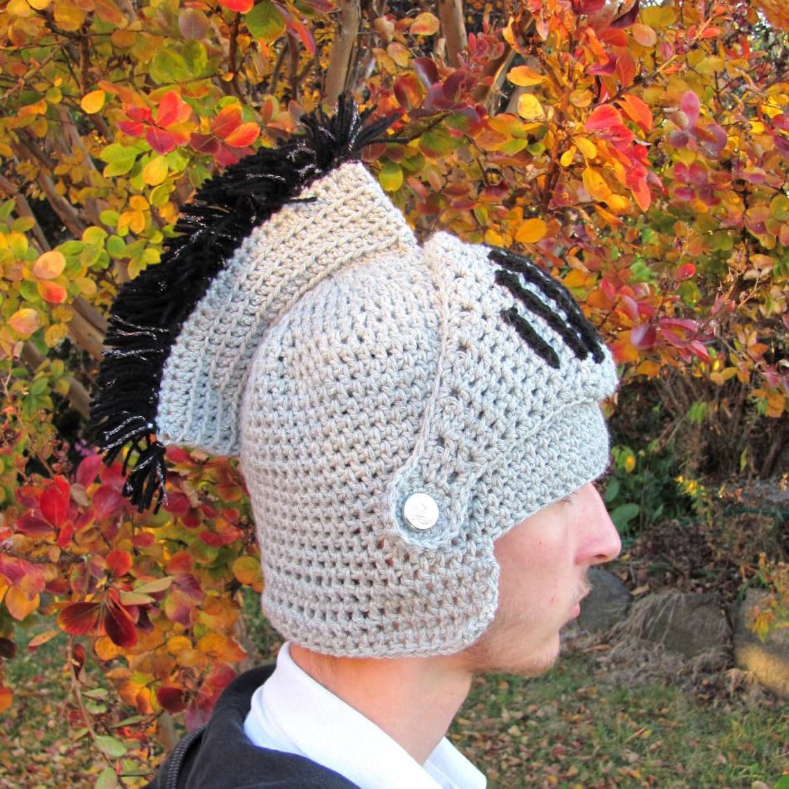 Crocheted Knight Hat Medieval Knight Helmet Grey - Etsy