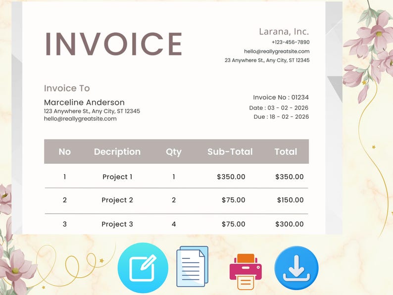 Editable Invoice Template | Modern Business Order Form (digital ...