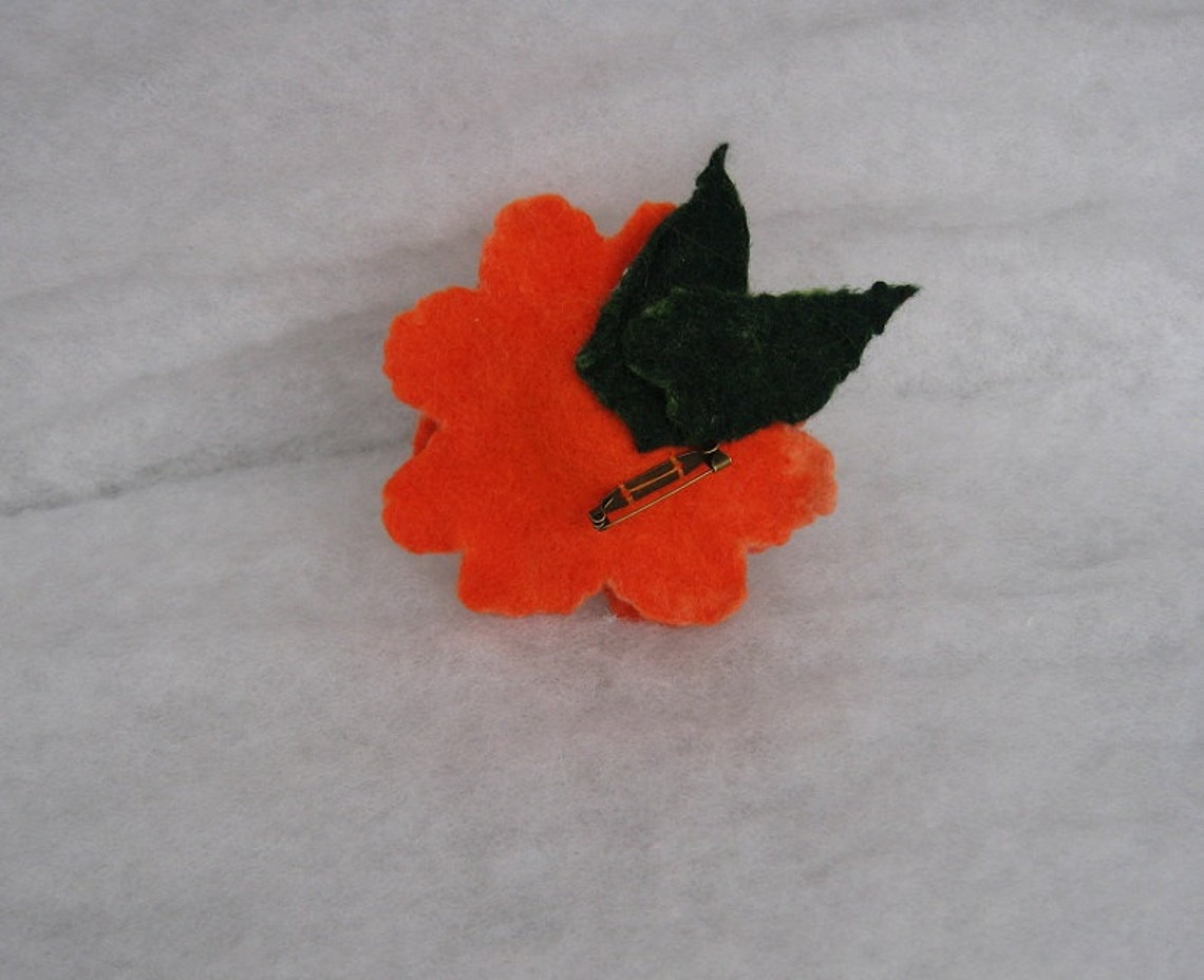 Flowers Brooch Felted Flower Hand Felted Brooch Wool Brooch Orange ...