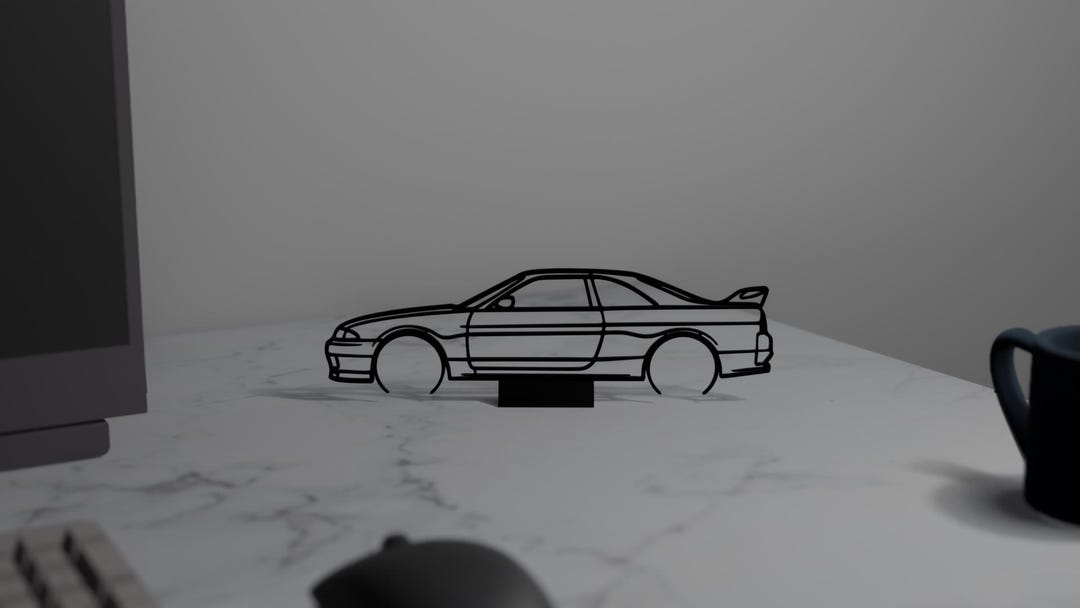 Nissan Skyline GTR R33 Inspired Silhouette Car Art (wall Mount & Desk ...