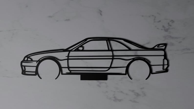 Nissan Skyline GTR R33 Inspired Silhouette Car Art (wall Mount & Desk ...