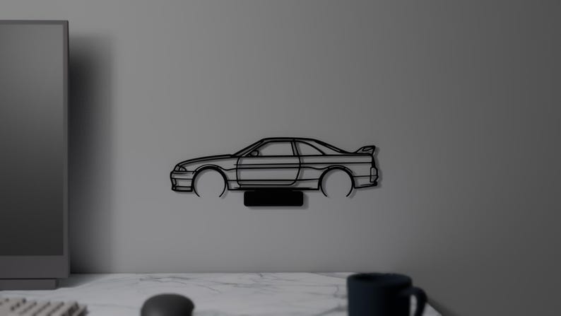 Nissan Skyline GTR R33 Inspired Silhouette Car Art (wall Mount & Desk ...