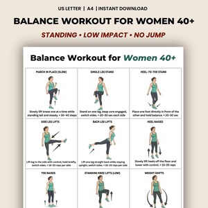 Balance Workout for Women 40+ Printable PDF | Standing Balance ...