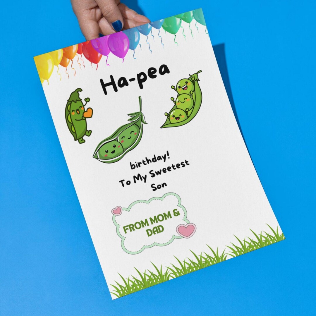 Ha-pea Birthday Card for Son | Cute Pea Pun Birthday Card | Happy ...
