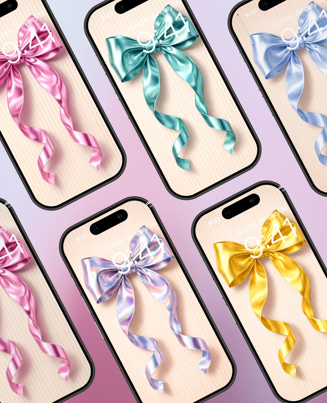 Coquette Bow Phone Wallpaper | Cute Ribbon Aesthetic Lock Screen | High ...