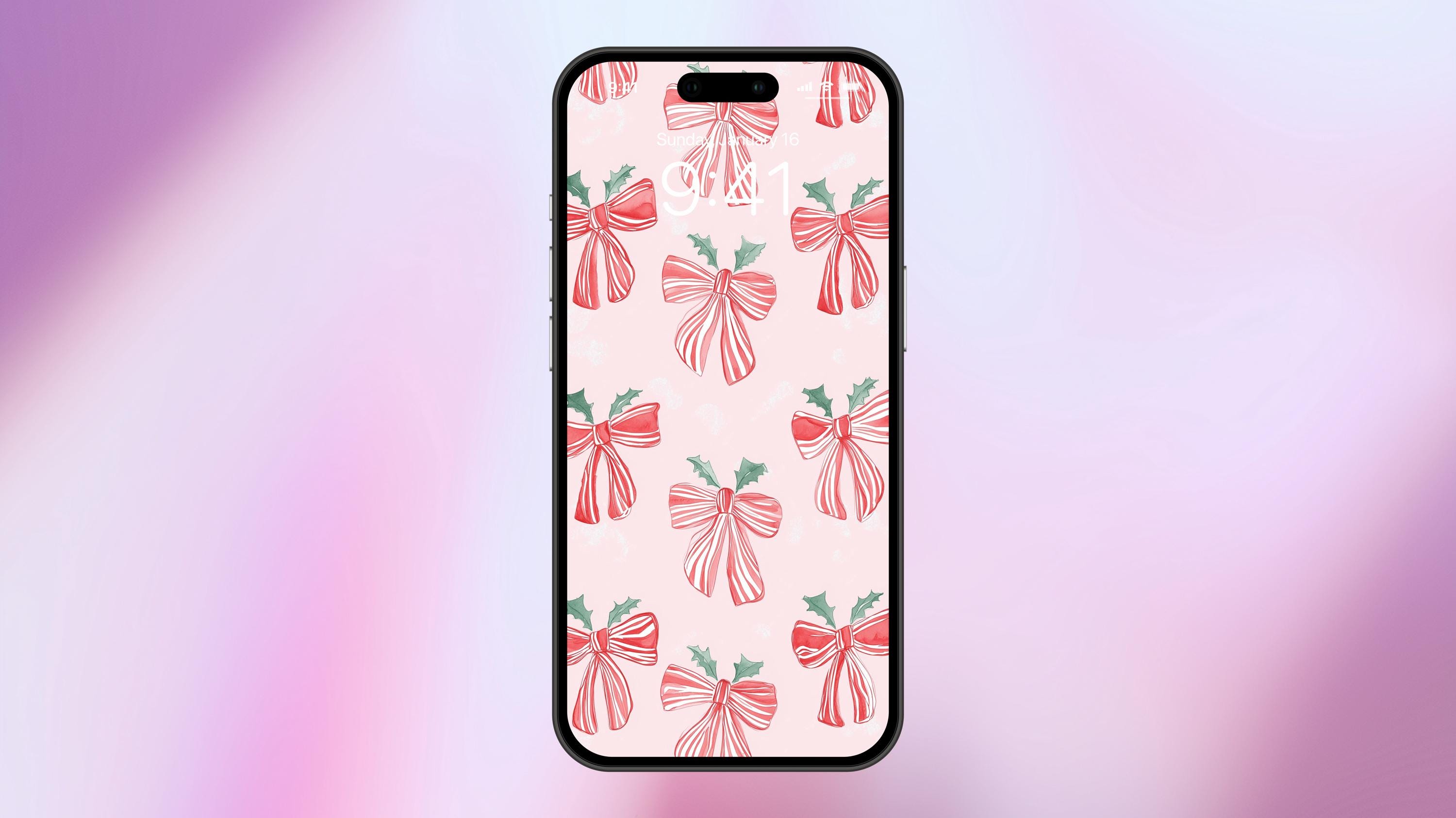 5 Coquette Pink Bow Phone Wallpaper | Cute Pink Ribbon Aesthetic Lock ...