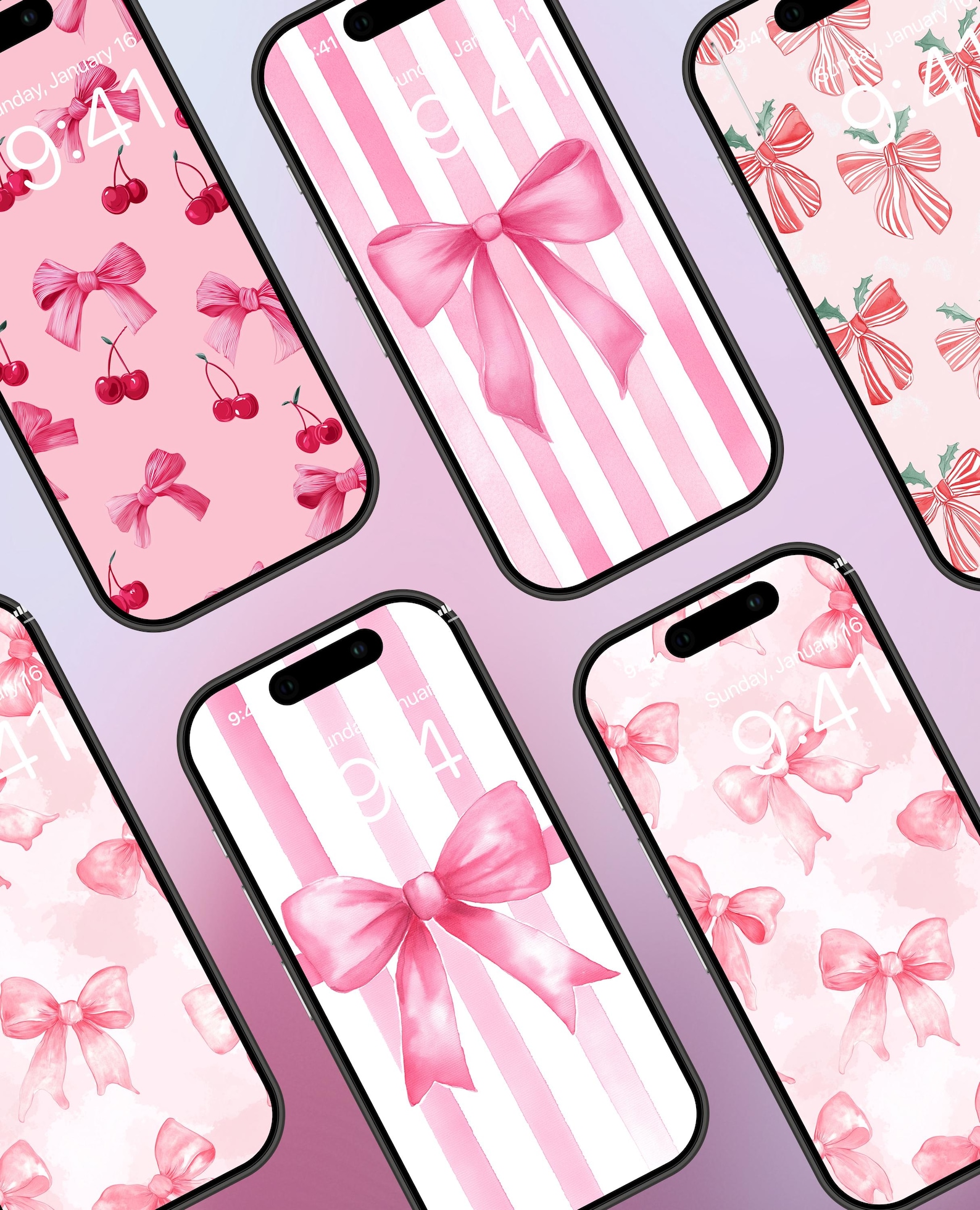 5 Coquette Pink Bow Phone Wallpaper | Cute Pink Ribbon Aesthetic Lock ...