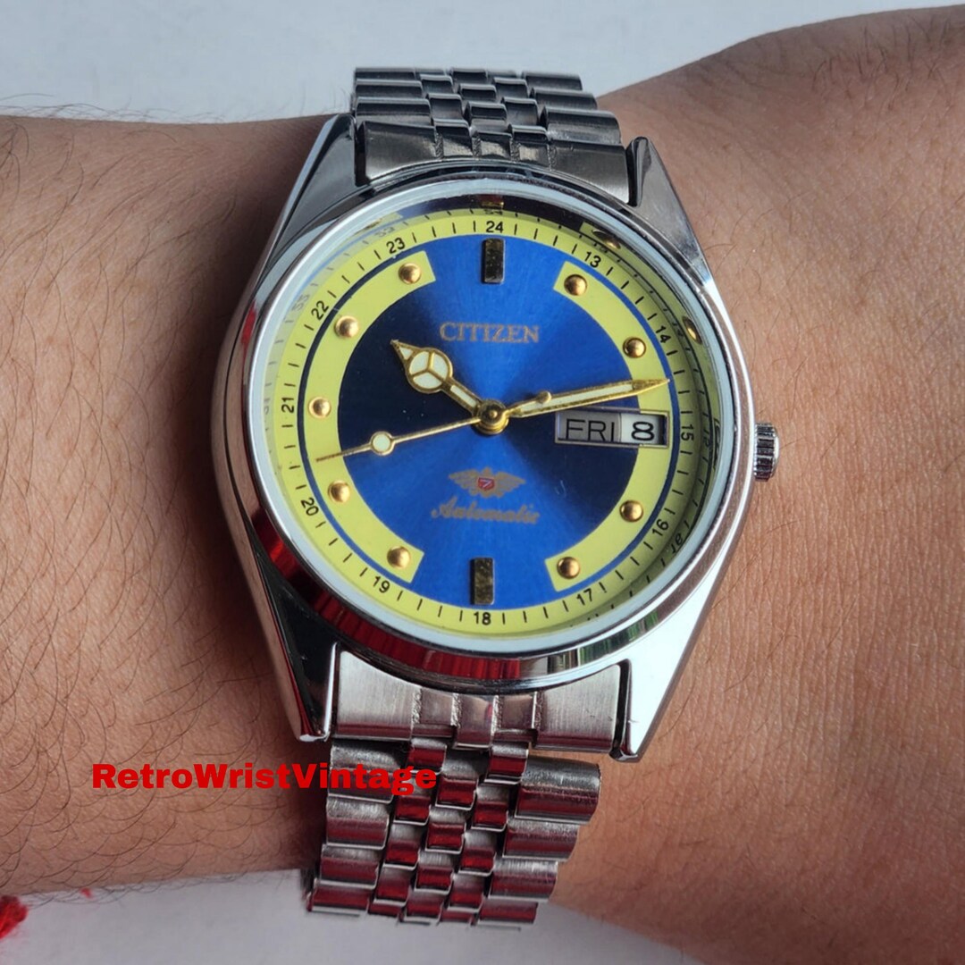 Vintage Citizen Automatic 8200A - Blue & Yellow Sunburst Dial ...