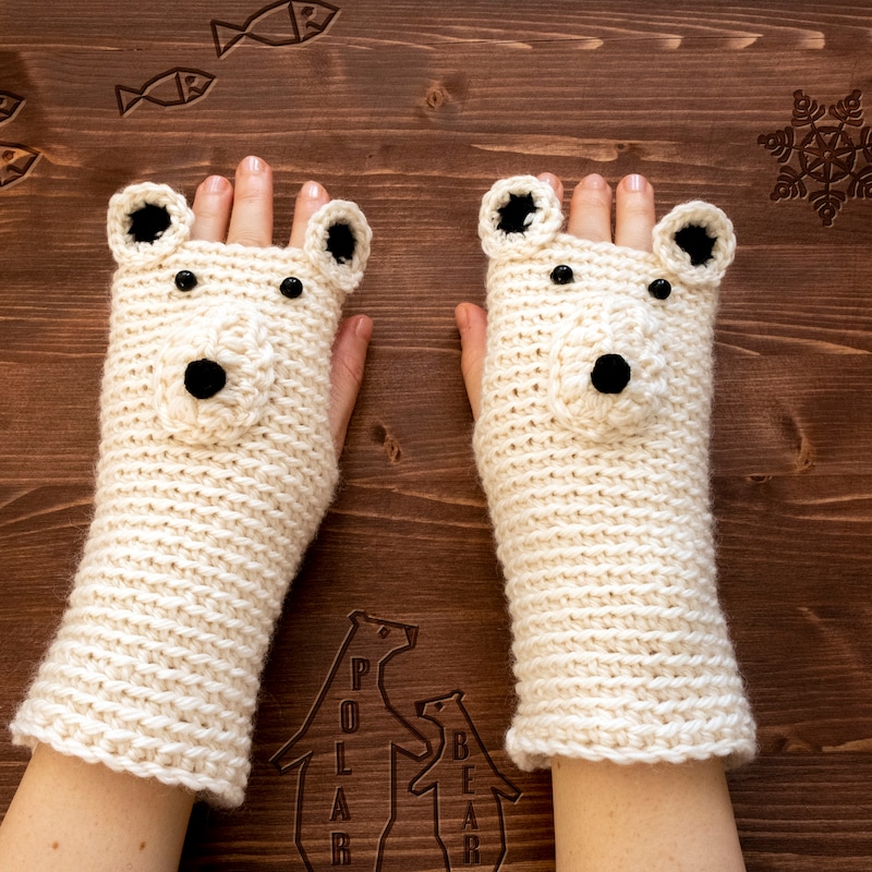 Polar Bear Mittens - Etsy