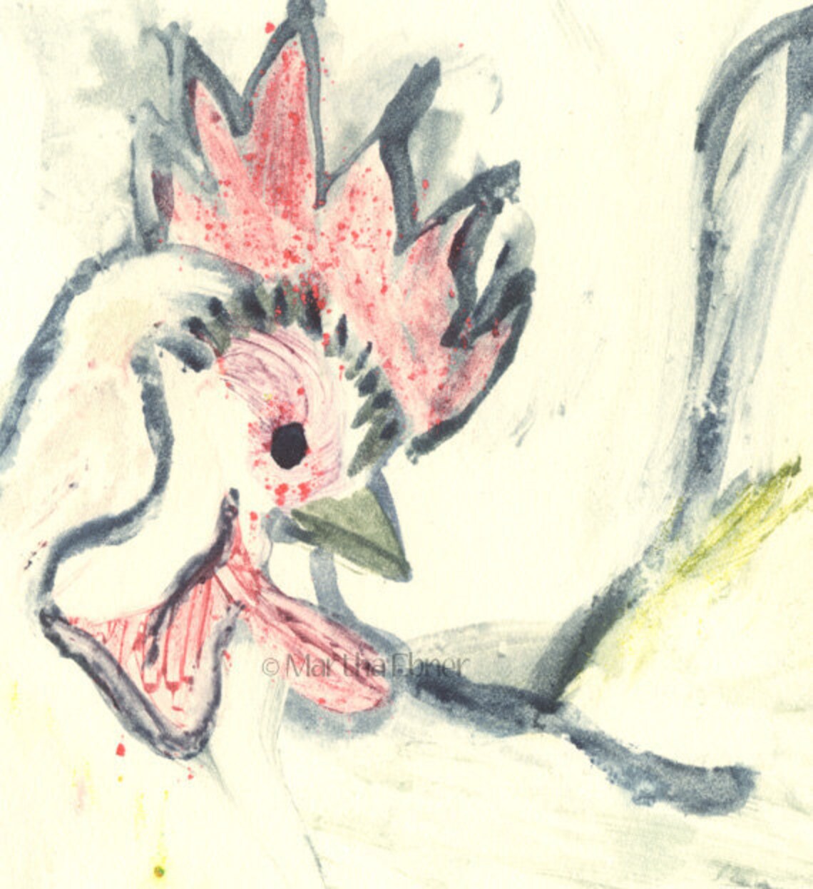 Rooster Print Monotype With Yellow and Red - Etsy