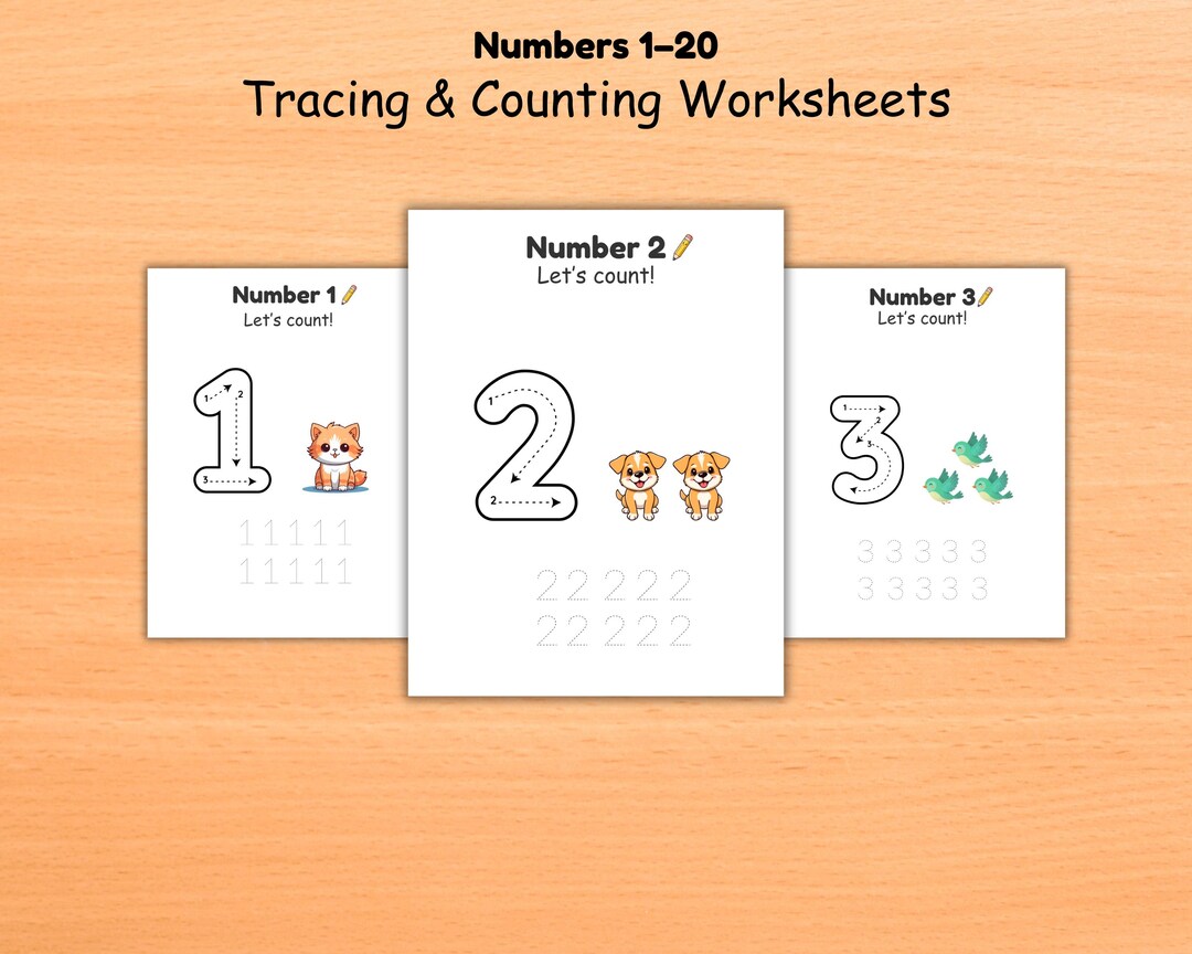 Number Tracing Book 1–20 | Tracing & Counting Worksheets for Kids ...