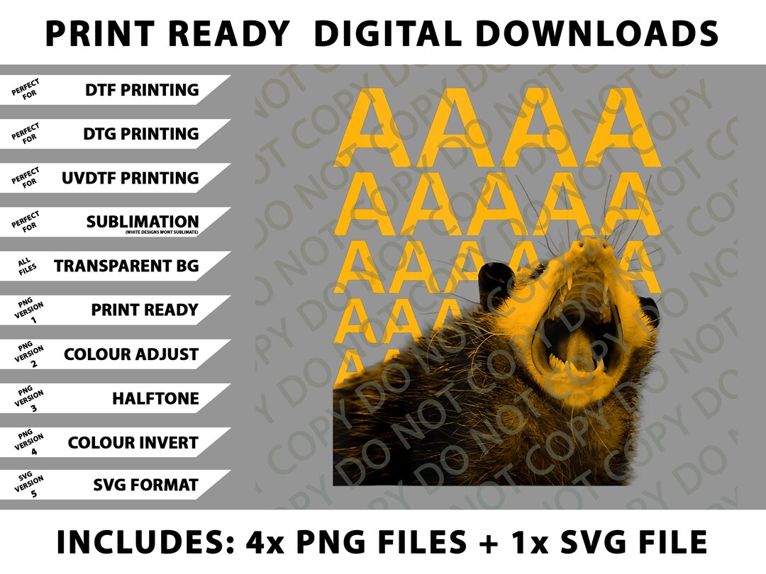 Screaming Possum Aaaa Cute Funny Opossum Dank Meme Men Women Png Bundle ...