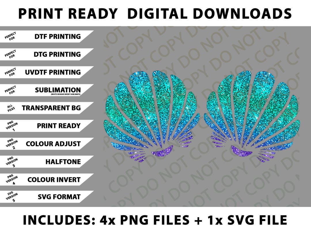 Mermaid Sea Shell Bra Costume Png Bundle, Digital Downloads - Etsy