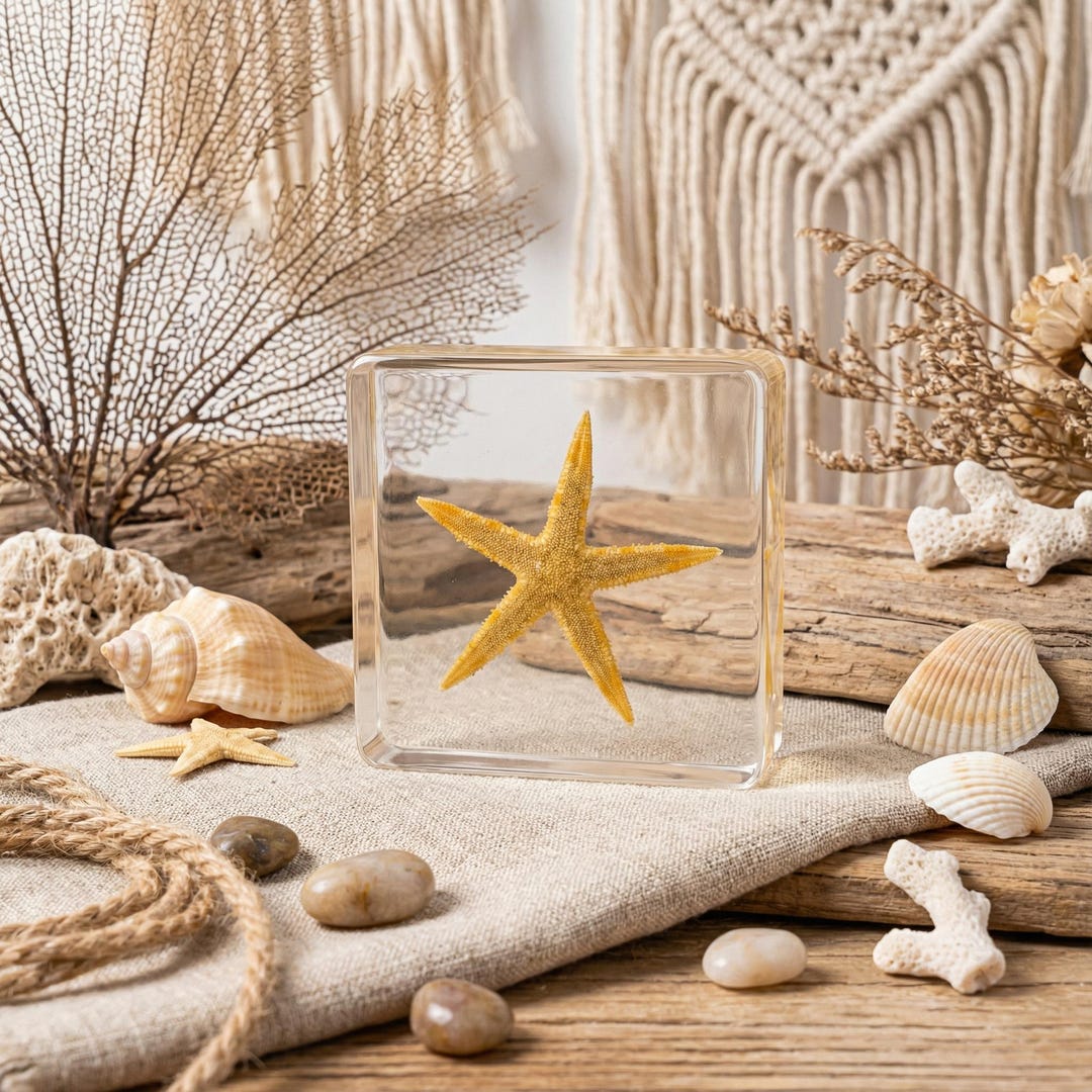 Real Archaster Typicus Specimen in Resin - Marine Biology Taxidermy Art ...