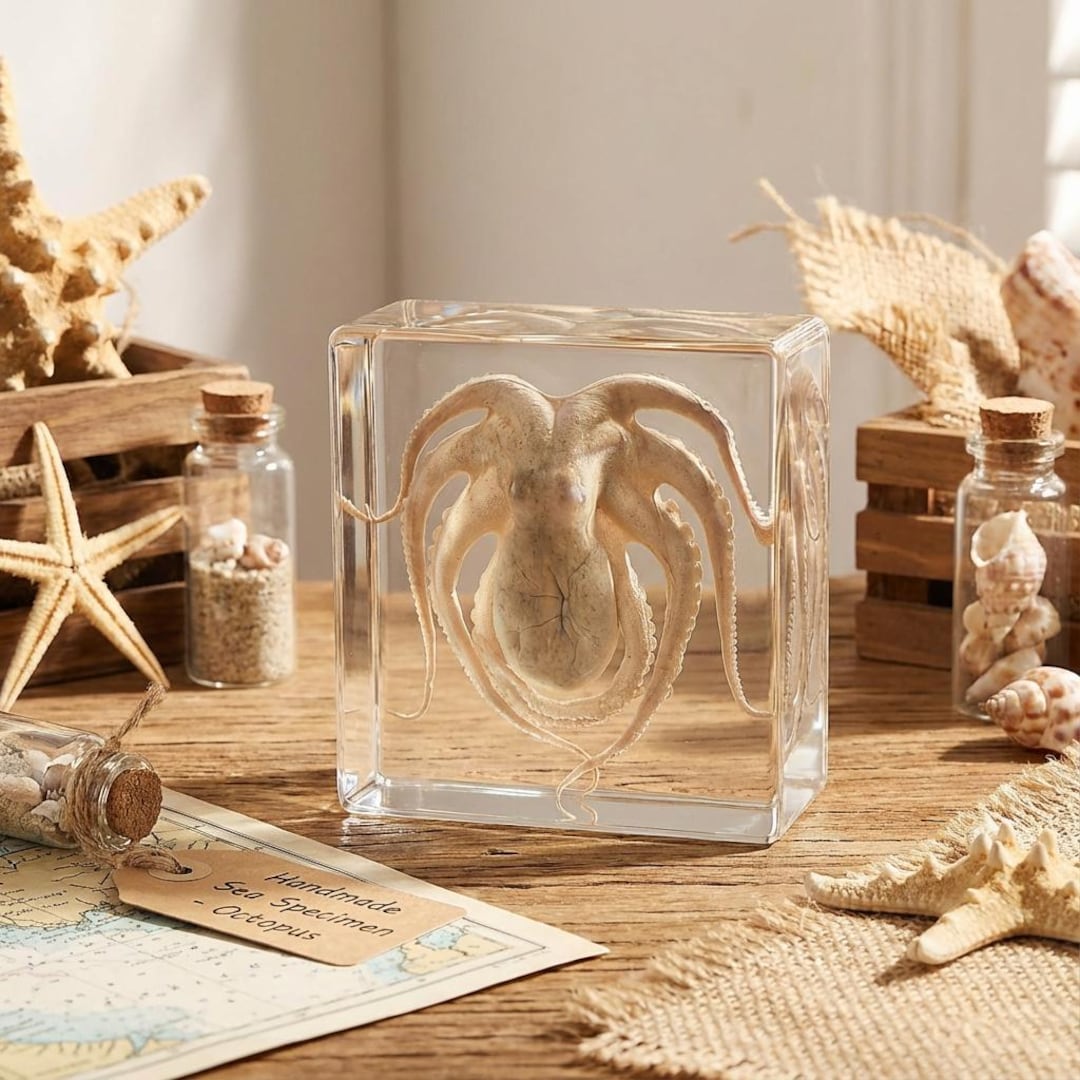 Real Octopus Specimen in Resin - Marine Biology Taxidermy Art for ...