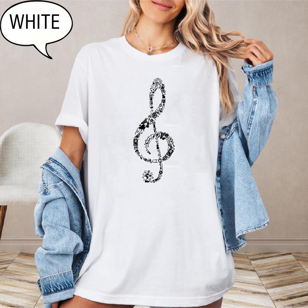 Music Note T-shirt, Musical Instrument Treble Clef Tee - Etsy