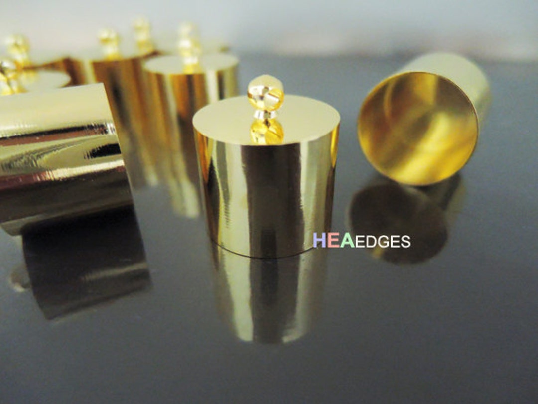 4pcs Gold End Caps 17mm - Findings Gold Plated Very Large Leather Cord ...
