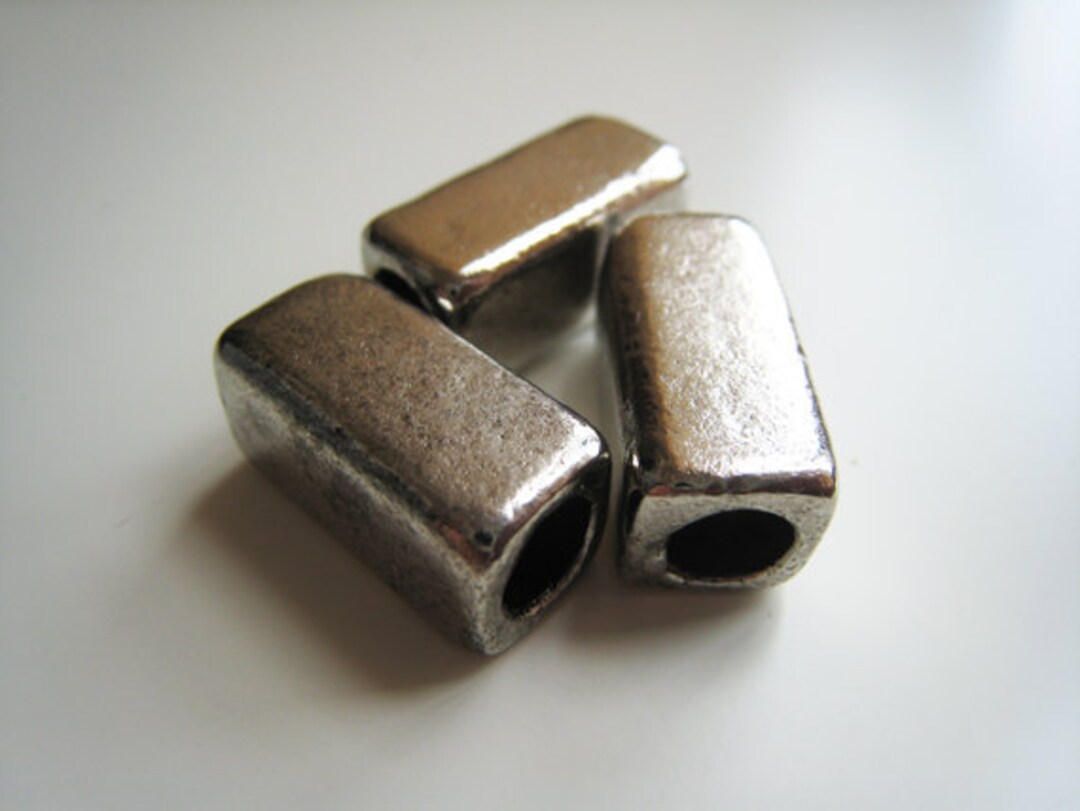 Finding 2 Pcs Silver Heavy Cubic Tubes for Leather Making 21mm X 11mm ...