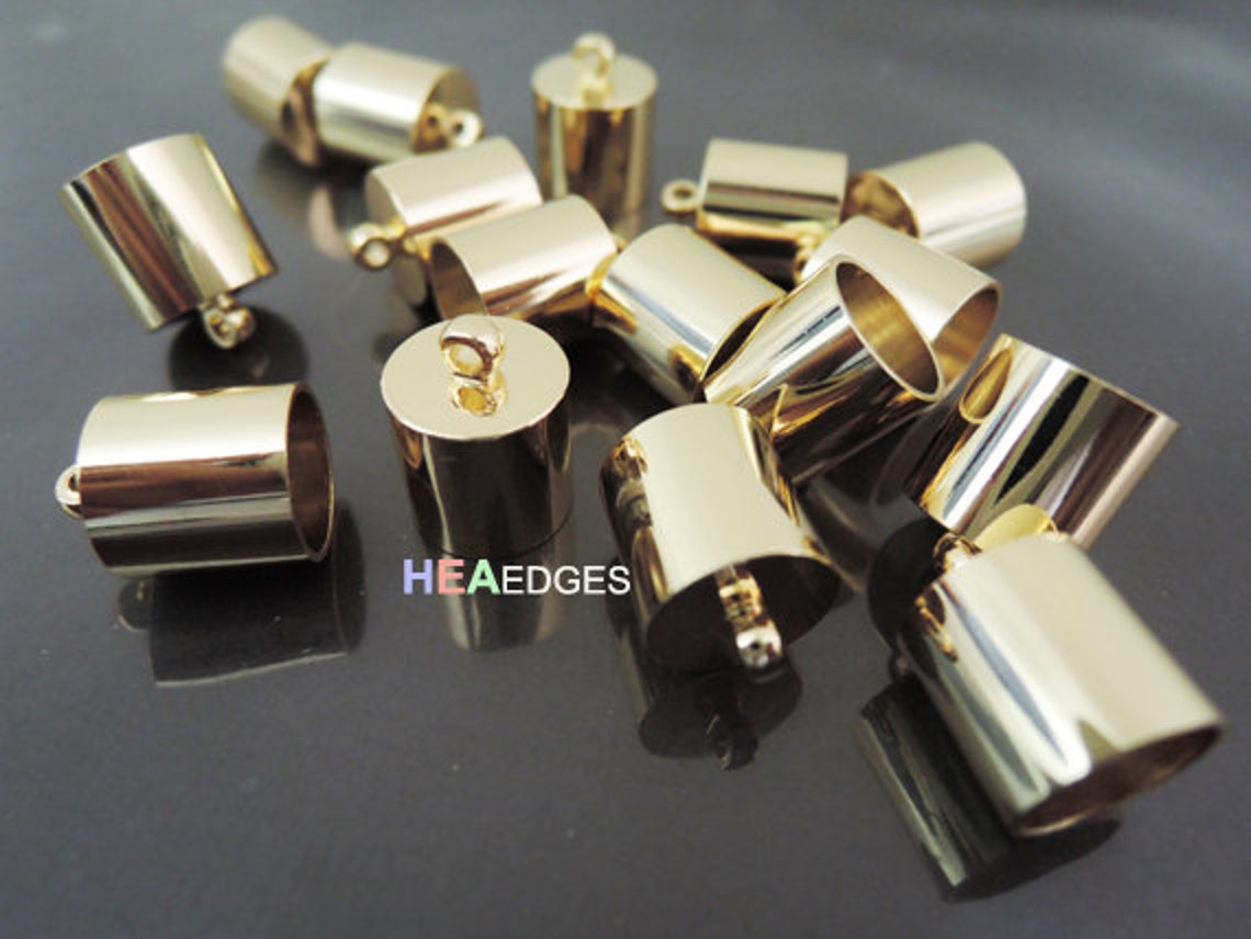 6pcs Gold End Caps 9mm Findings Gold Plated Large Leather | Etsy