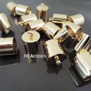 6pcs Gold End Caps 9mm - Findings Gold Plated Large Leather Cord Ends ...