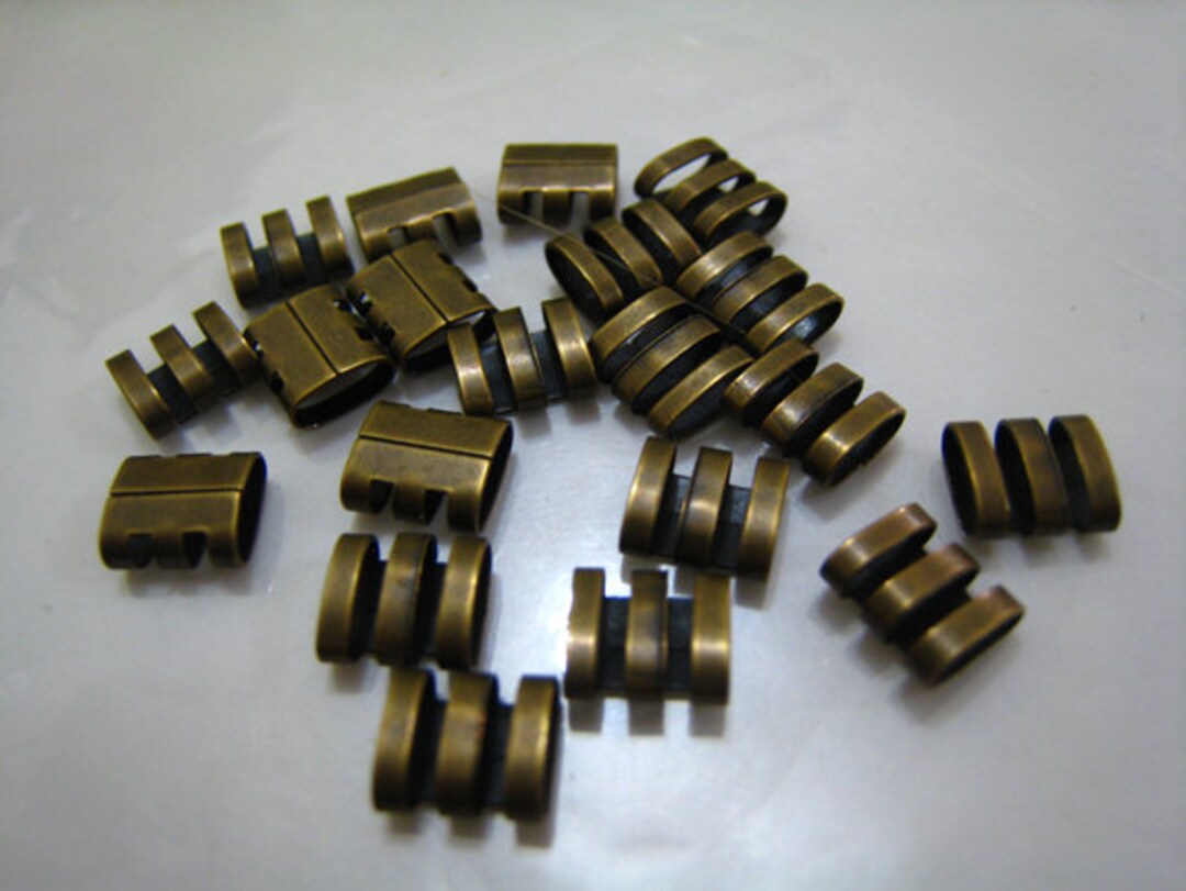 10 Pcs Oval Fold Over Adjustable Tube for Jewelry & Leather Craft Deco ...