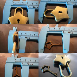 Finding - 1 Pc of Antique Brass Star Shape Large Working Padlock or ...