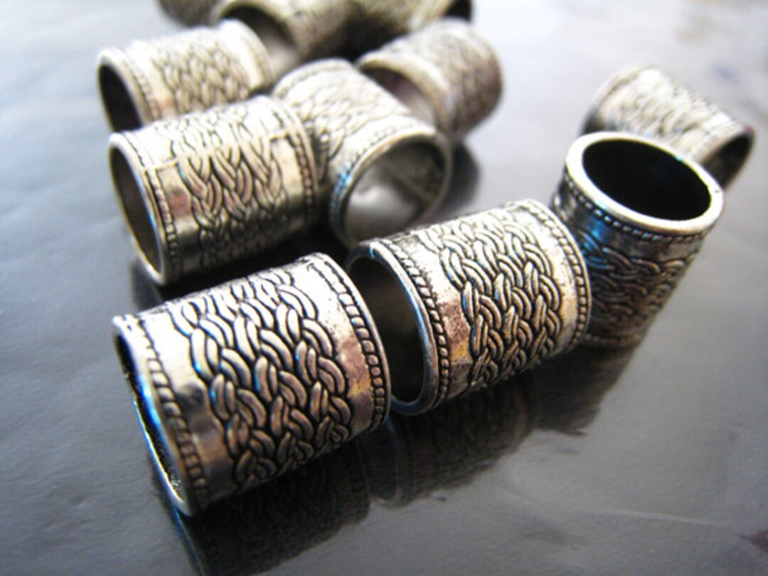 Finding - 2 Pcs Vintage Silver Round Cylinder Straight Large Tubes 14mm ...