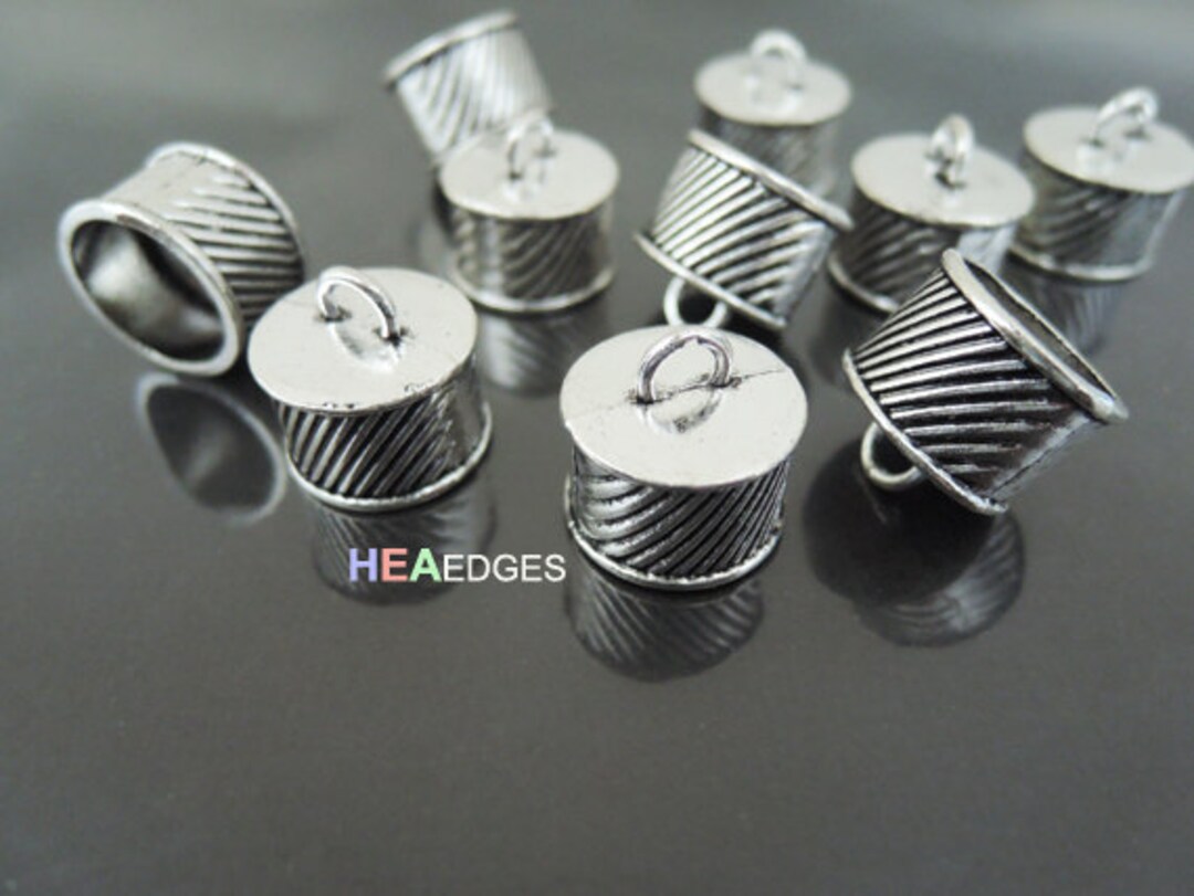 Antique Silver End Caps 13.5mm - 6pcs Findings Antique Silver Large ...