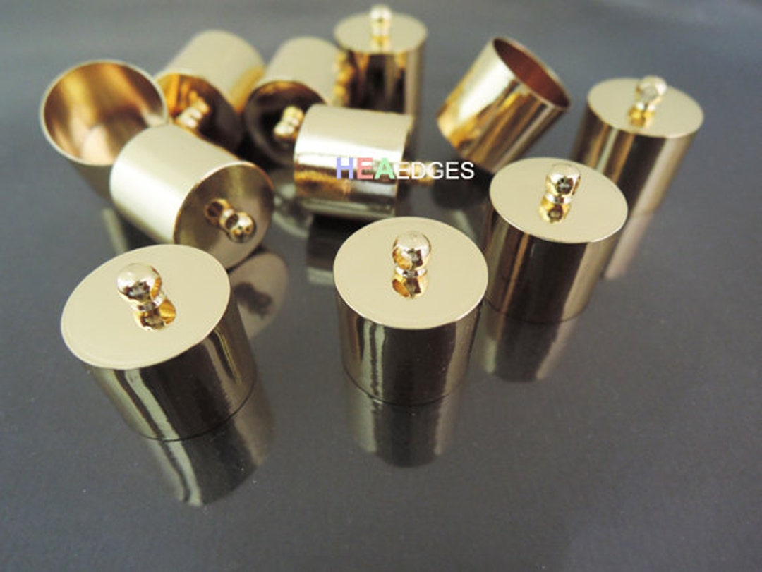 4pcs Gold End Caps 13mm - Findings Gold Plated Very Large Leather Cord ...