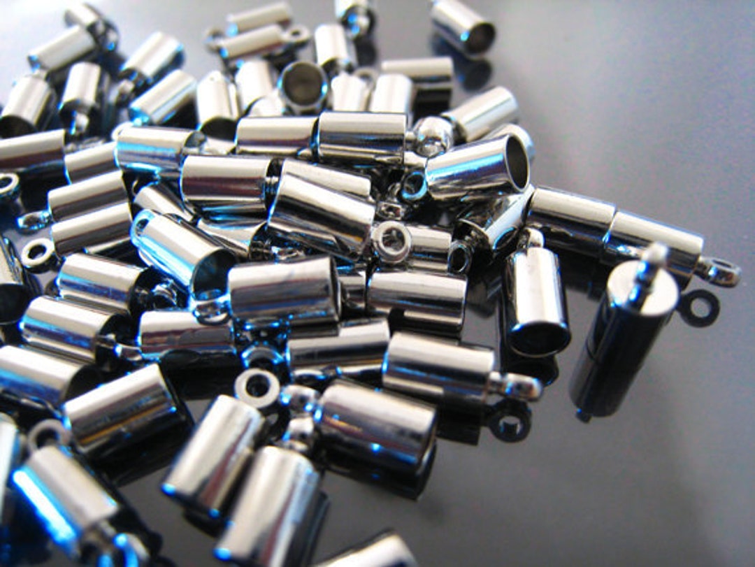 Finding - 10 Pcs Silver Round Tone Cord End Buckle Cap With Loop for ...