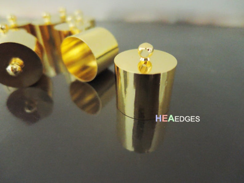 4pcs Gold End Caps 17mm - Findings Gold Plated Very Large Leather Cord ...
