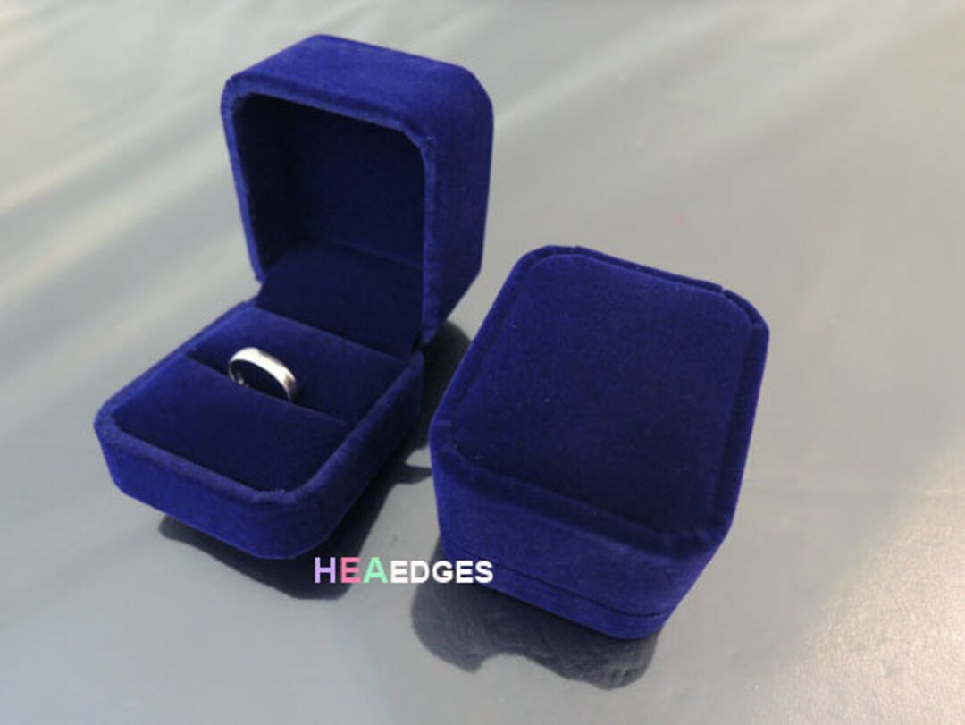 Jewelry Box Dark Blue Velvet Ring Box Jewelry Case Packaging Supplies ...