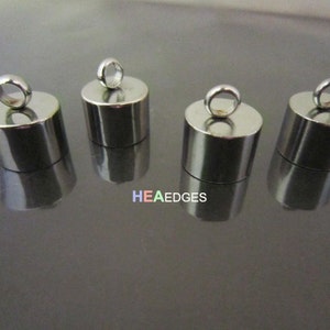 4pcs Silver Stainless Steel End Caps 10mm - Findings Stainless Steel ...