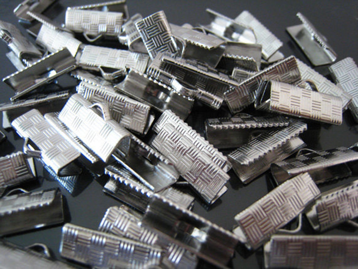 Finding 20 Pcs Silver Plated Tone Clamp Fold Over End Crimps - Etsy