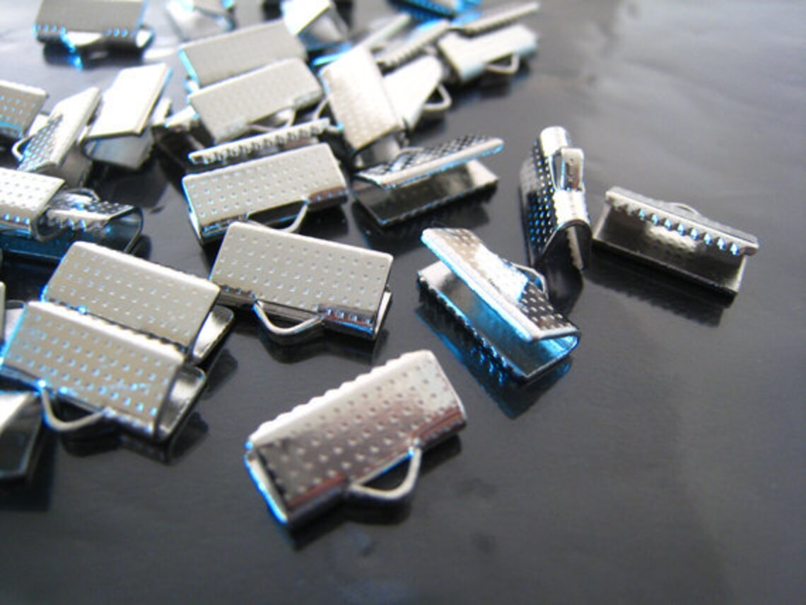 Finding 20 Pcs Silver Plated Tone Clamp Fold Over End Crimps | Etsy