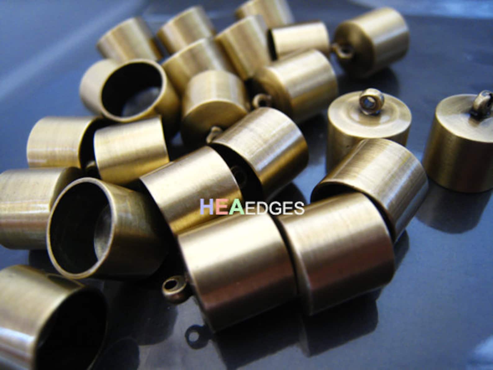 Antique Brass End Caps 10mm - 4pcs Antique Brass Findings Large Leather ...