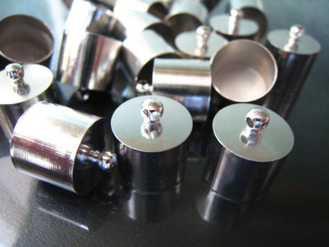 6pcs Silver End Caps 13mm - Findings Silver Plated Very Large Leather ...