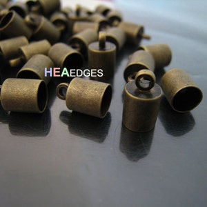 Finding - 10 Pcs Antique Brass Leather Cord Ends Cap With Loop for ...