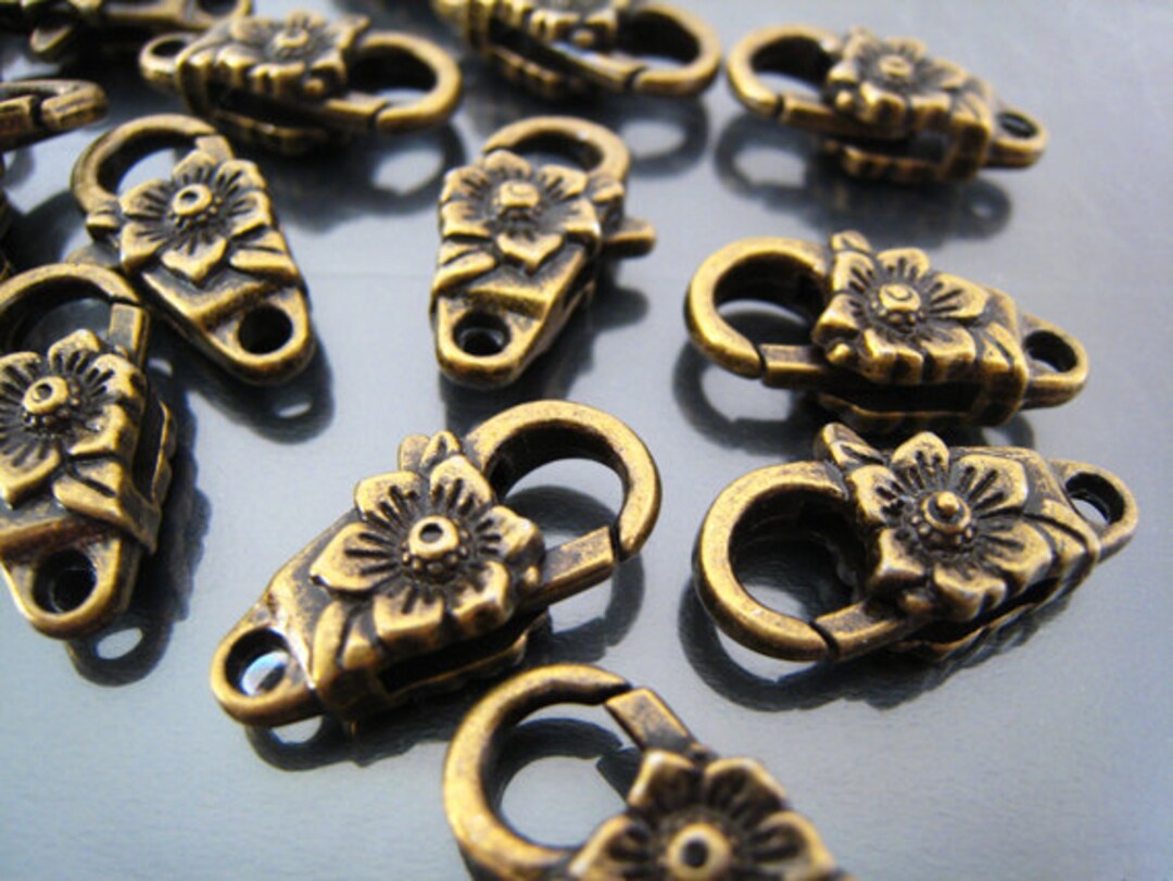 Finding 2 Pcs Antique Brass Flower Large Clasps 24mm X 13mm - Etsy