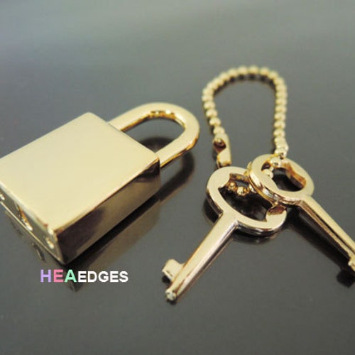 Padlock 1pc Finding Polished Gold Padlock With 2 Keys 33mm X | Etsy