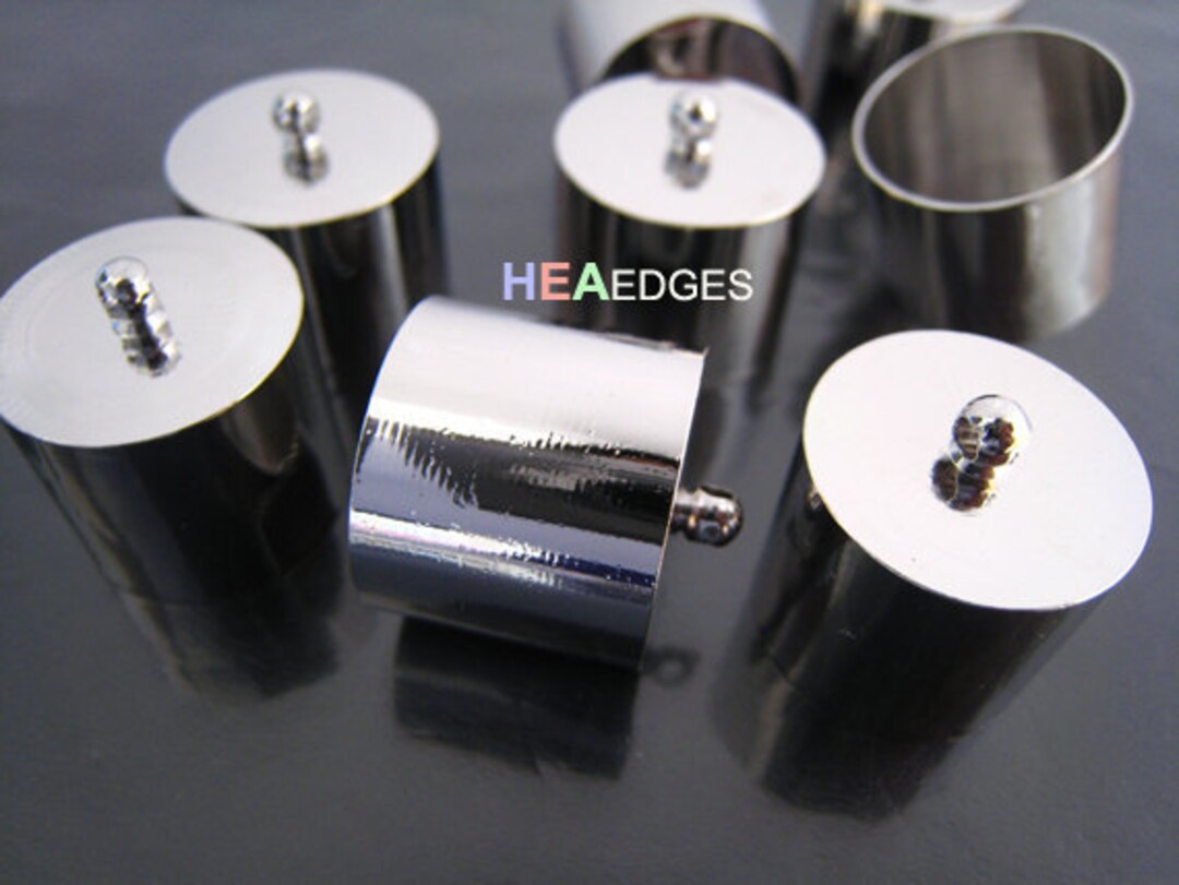 2pcs Silver End Caps 17mm - Findings Silver Plated Very Large Leather ...