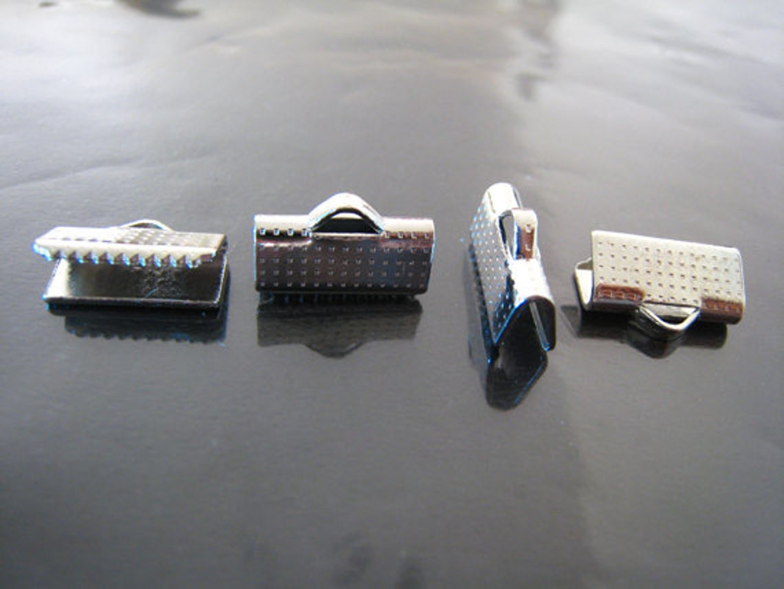 Finding 20 Pcs Silver Plated Tone Clamp Fold Over End Crimps | Etsy